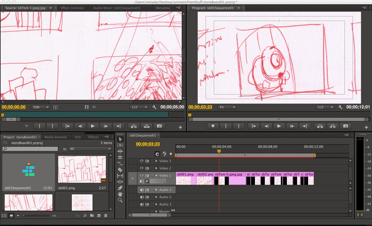 Art 348: Concept Art & Preproduction: Making an Animatic in Adobe Premiere