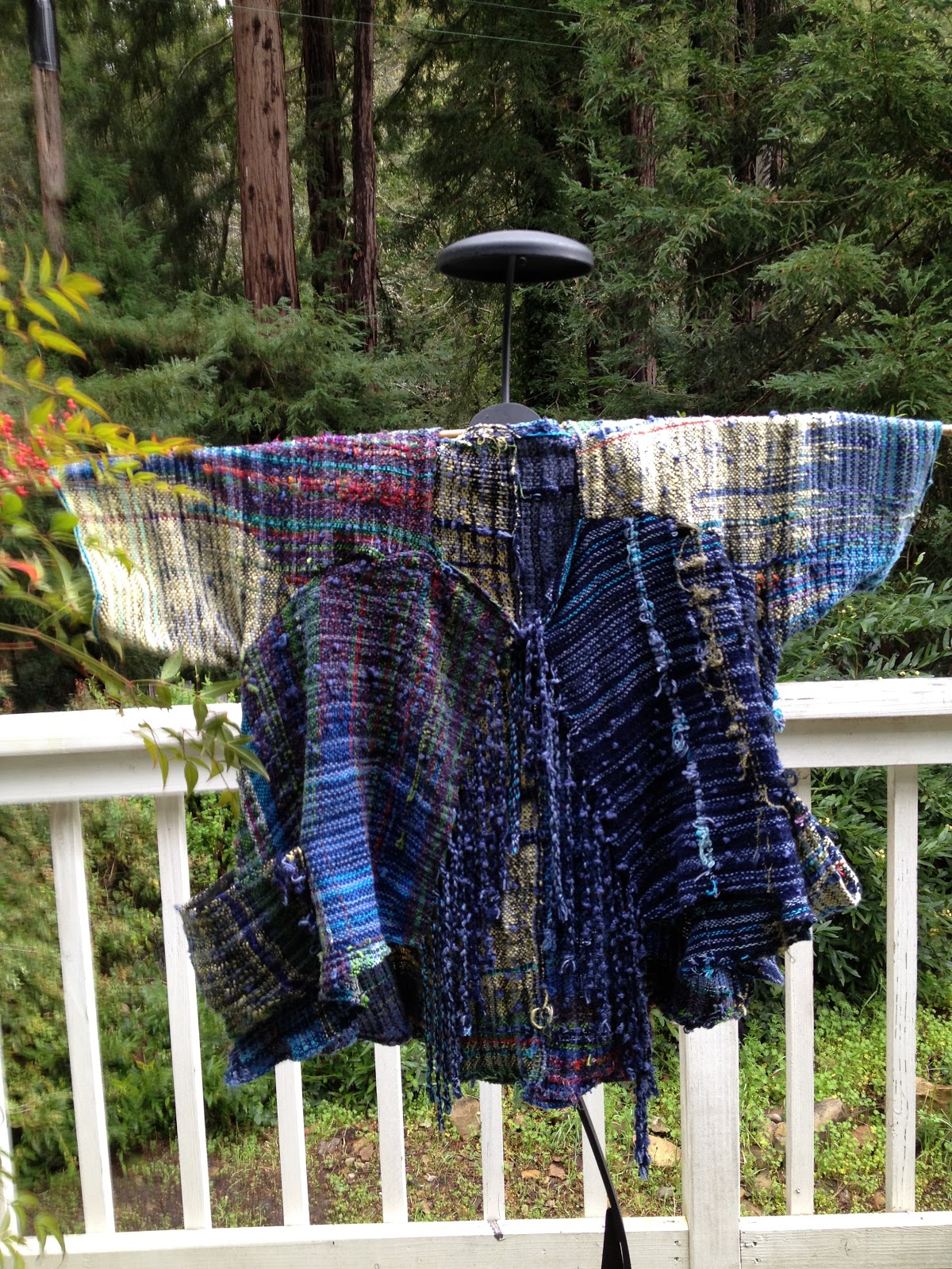 CENTERING WITH FIBER: SAORI weaving sewn into a new jacket