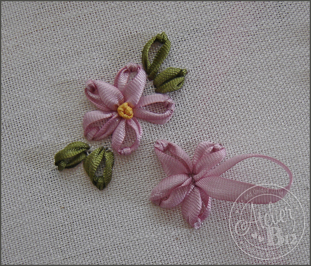 AtelierB12: Step by Step Silk Ribbon Embroidery - Pink flower