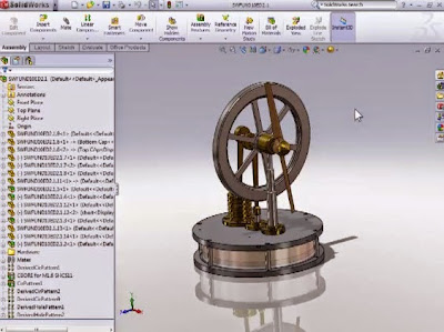SolidWorks Layout and Workspace with a stirling engine modeling ...