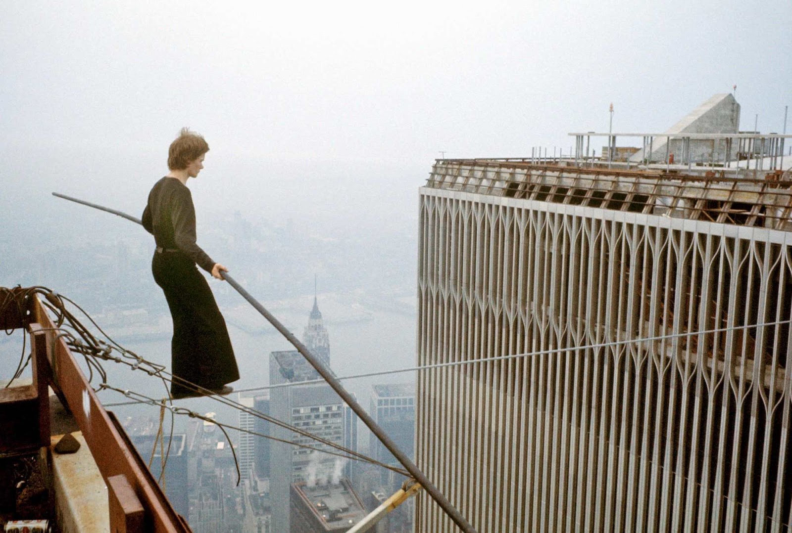 Philippe Petit out for an early morning walk in lower Manhattan, August ...