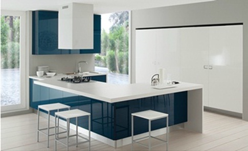 decora y disena: 12 Cocinas Color Azul Italianas Modernas
