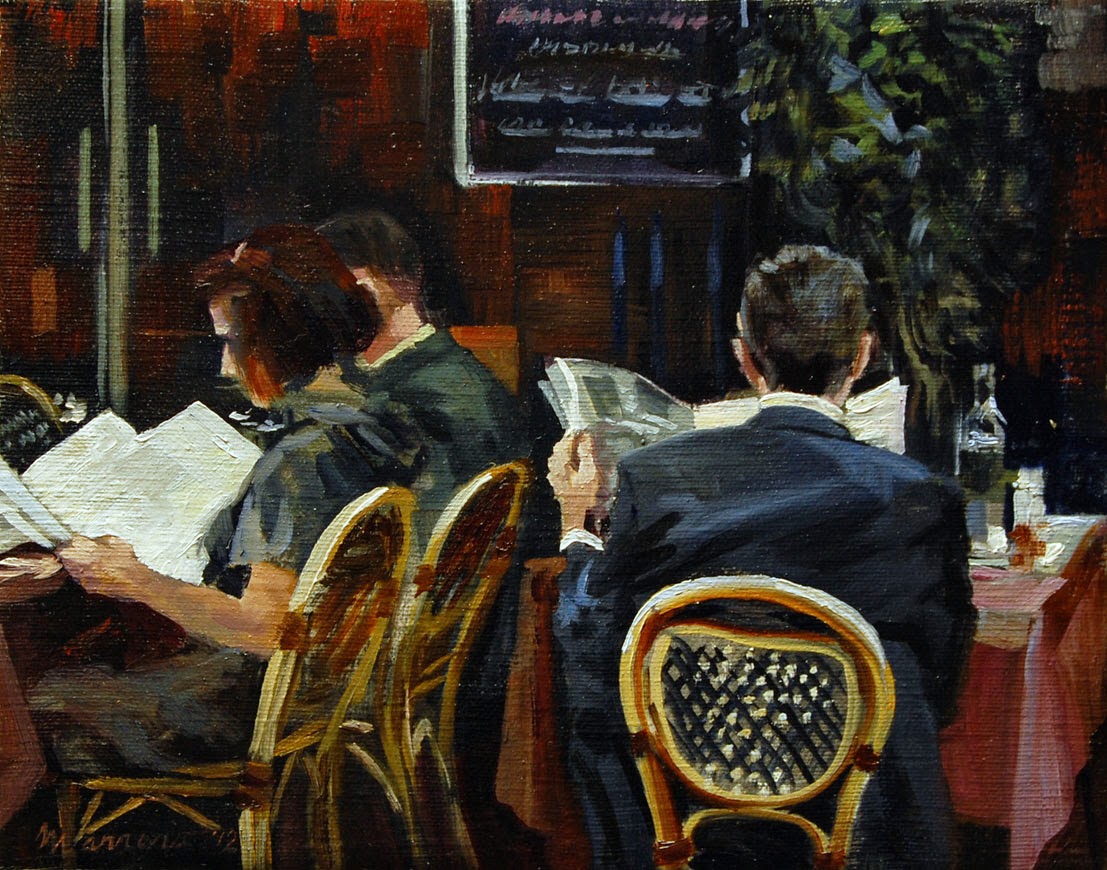 Pinzellades al món: Llegint al bar / Leyendo en el bar / Reading at the bar