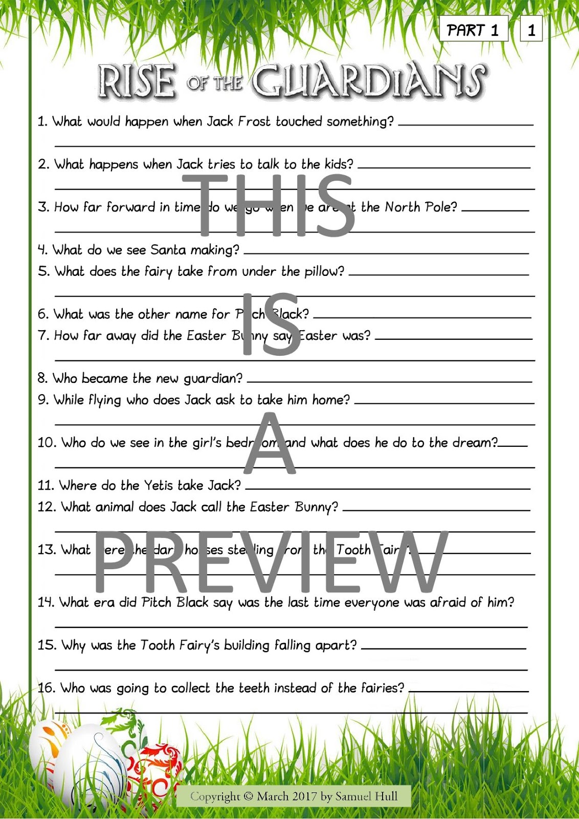 Rise of the Guardians (2016) - Movie Questions + Easter Activities ...