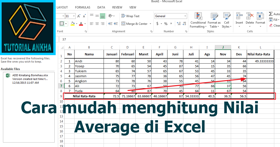Cara mudah menghitung Nilai Average di Microsoft Excel lengkap