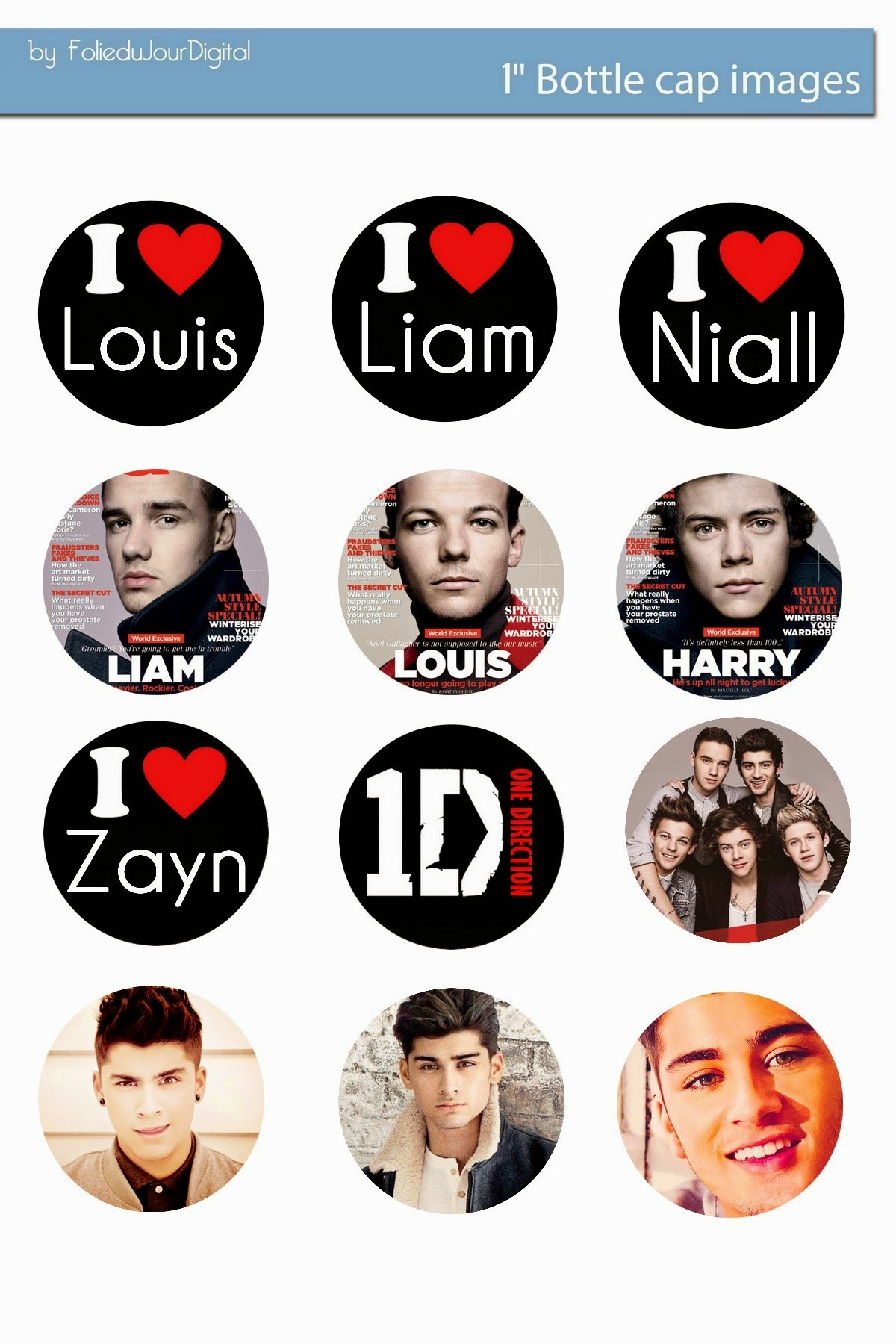 Free Bottle Cap Images: Free One direction bottle cap images