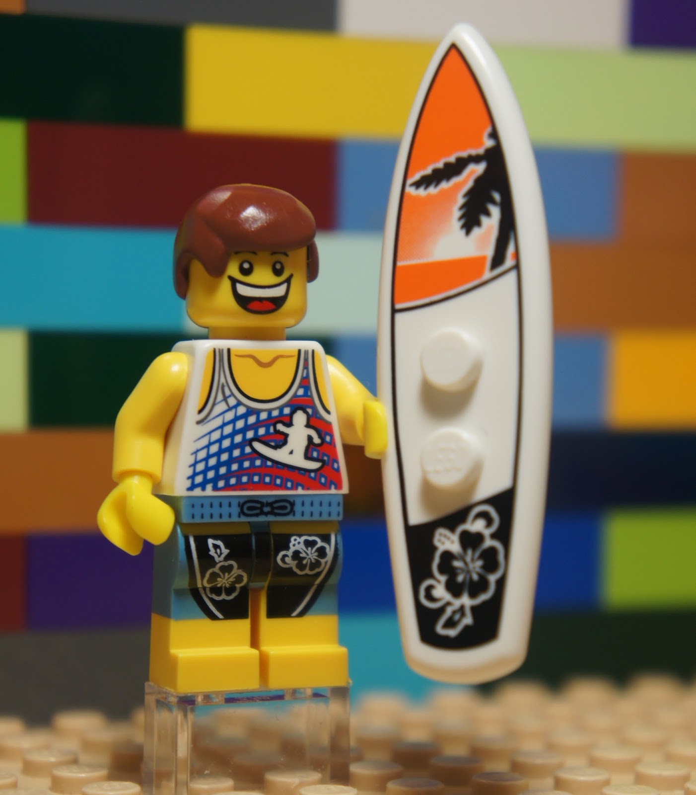 LEGO Surfer Guy Happy Smiley MINIFIGURE + Surf Board Accessories ...