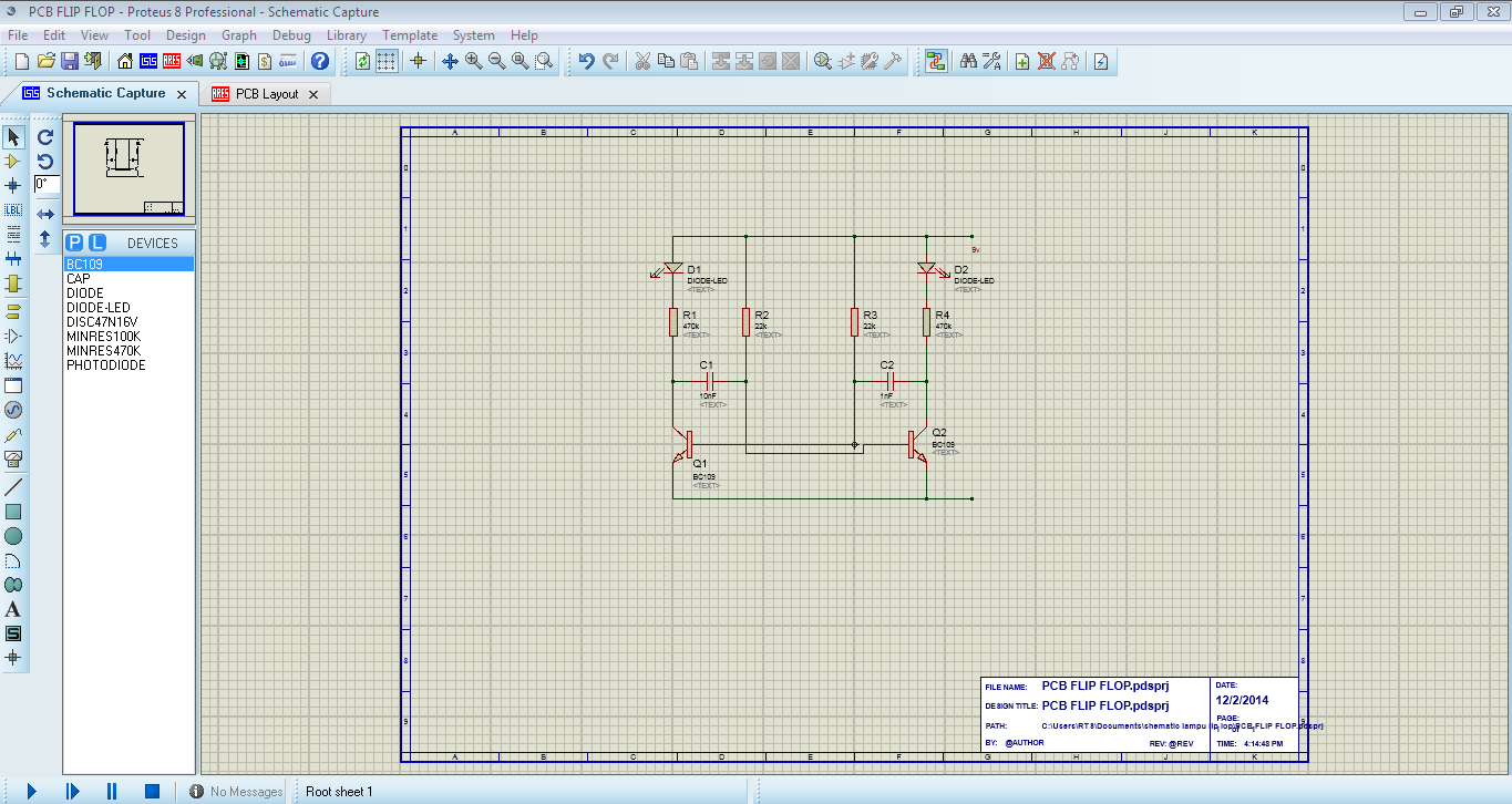 Schematic dan PCB layout rangkaian lampu flip flop ~ Reni Tri subekti