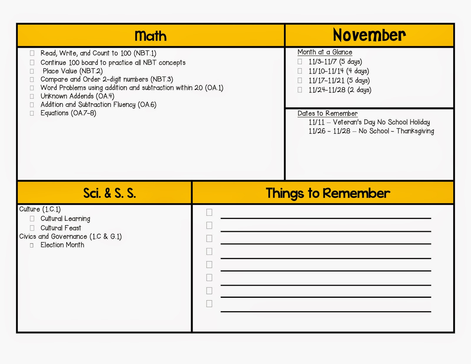 Teach it With Class: 1st Grade Curriculum Maps