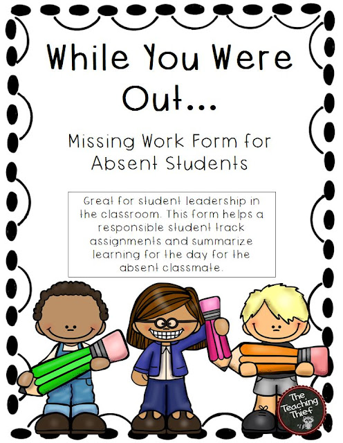The Teaching Thief: Student-Led Absent Work Forms {freebie}