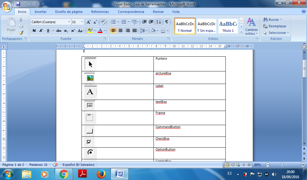 Iconos de la Barra de Herramienta de Visual Basic