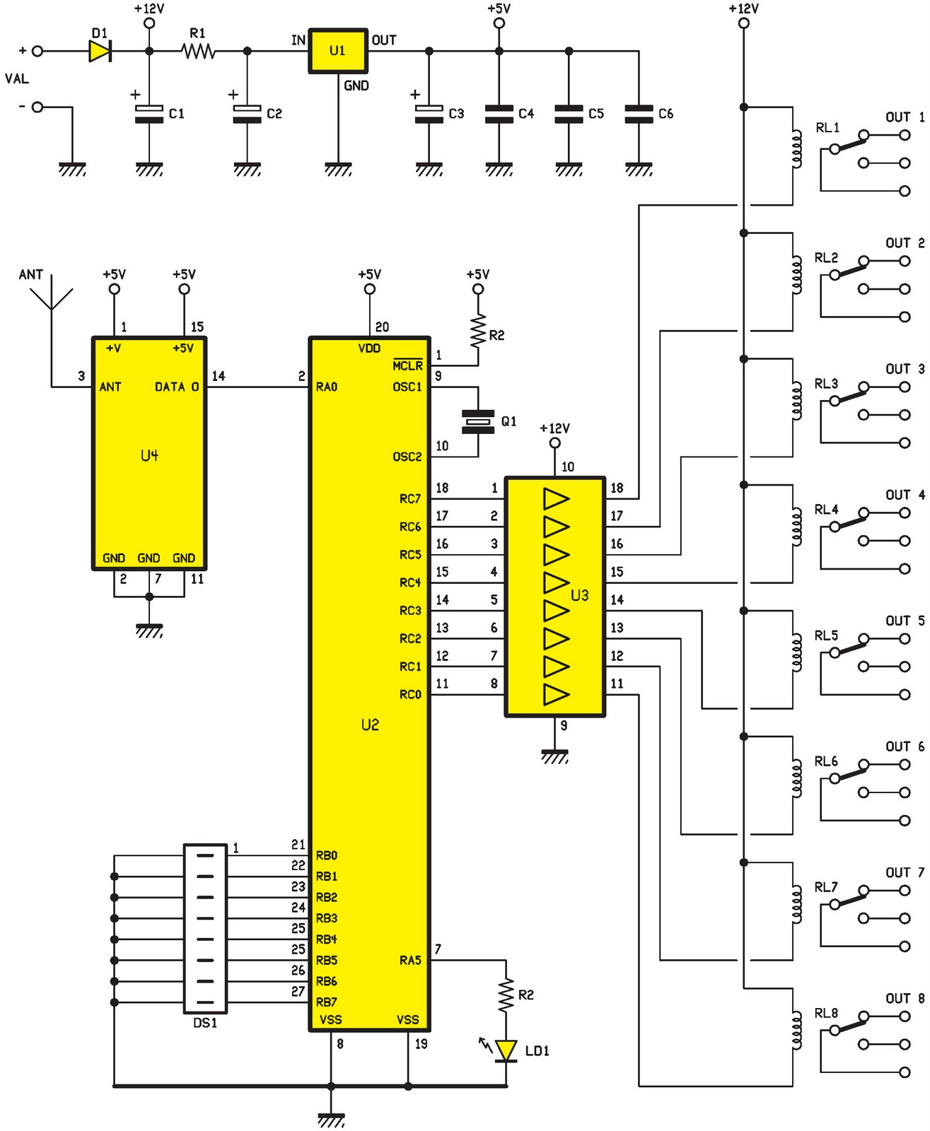 Figure 4 : Schéma électrique de l’unité réceptrice (RX).