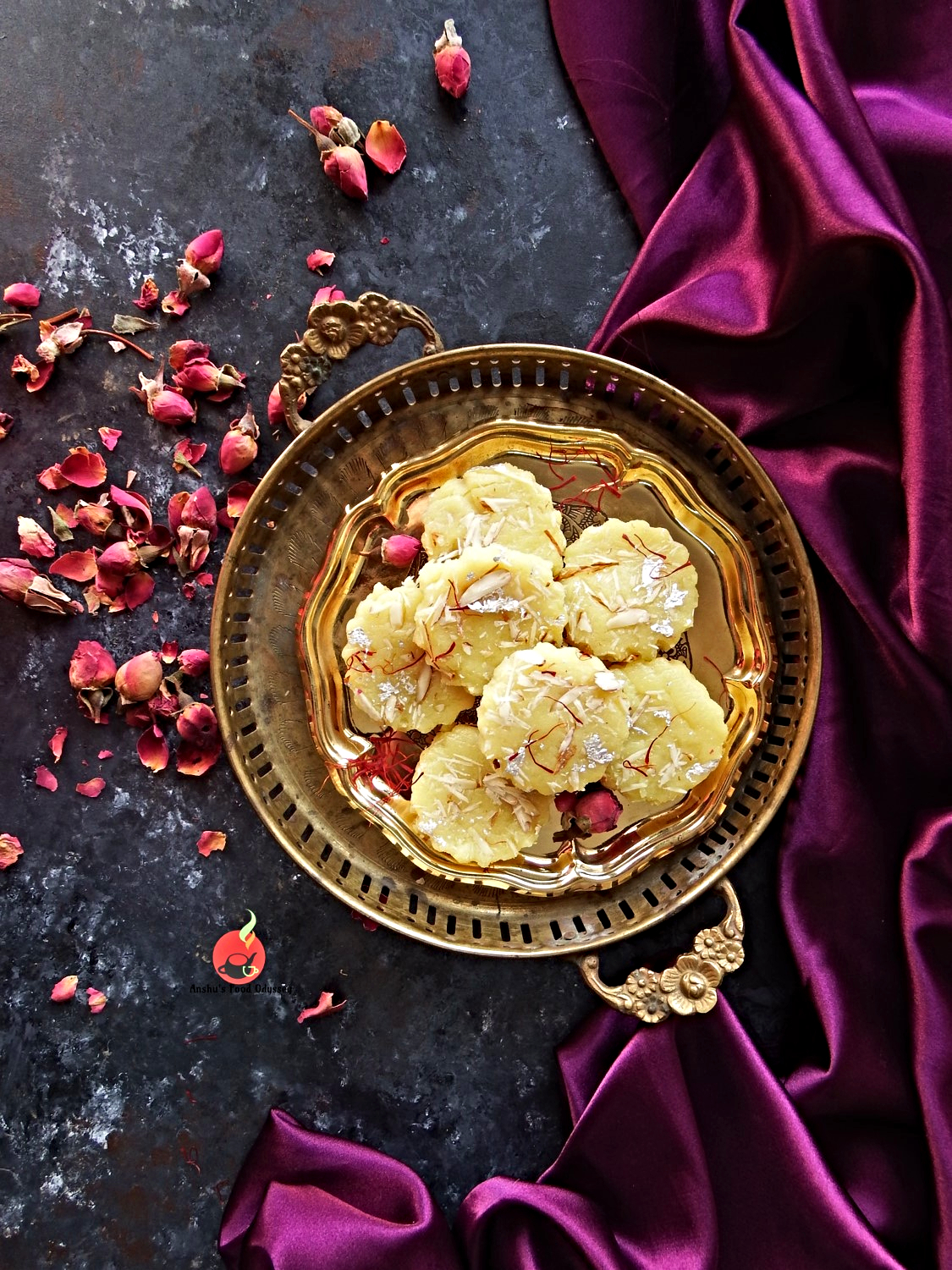 Kesar Khoya Badam Barfi | Saffron Almond Fudge
