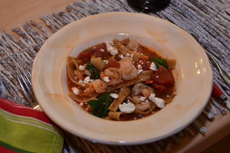 cindyshealthymeals: Rye Pasta with Shrimp, Tomatoes & Feta