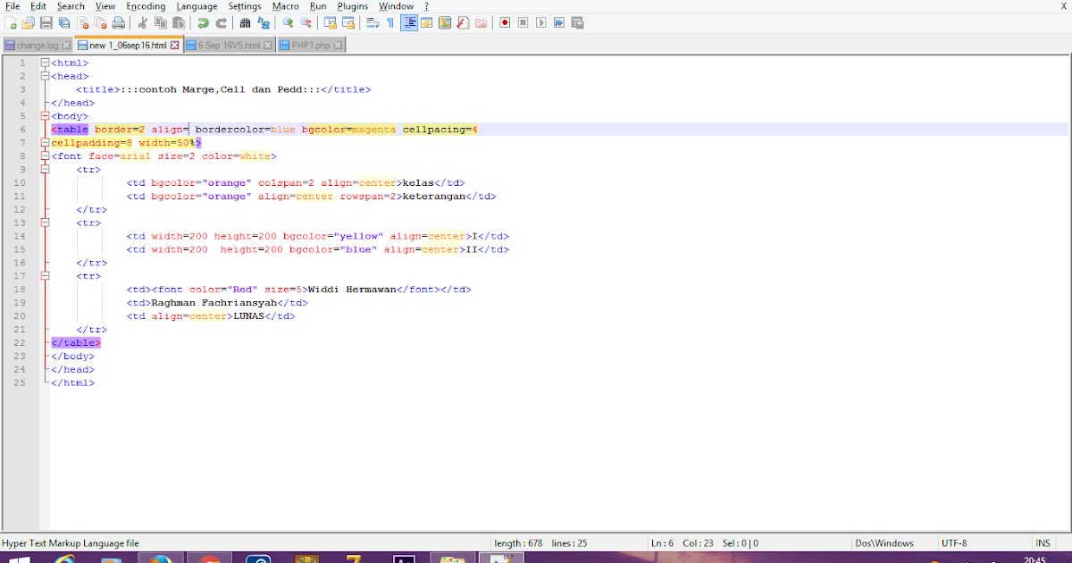 Teknik Komputer dan Jaringan: Membuat frame dan table menggunakan notepad++