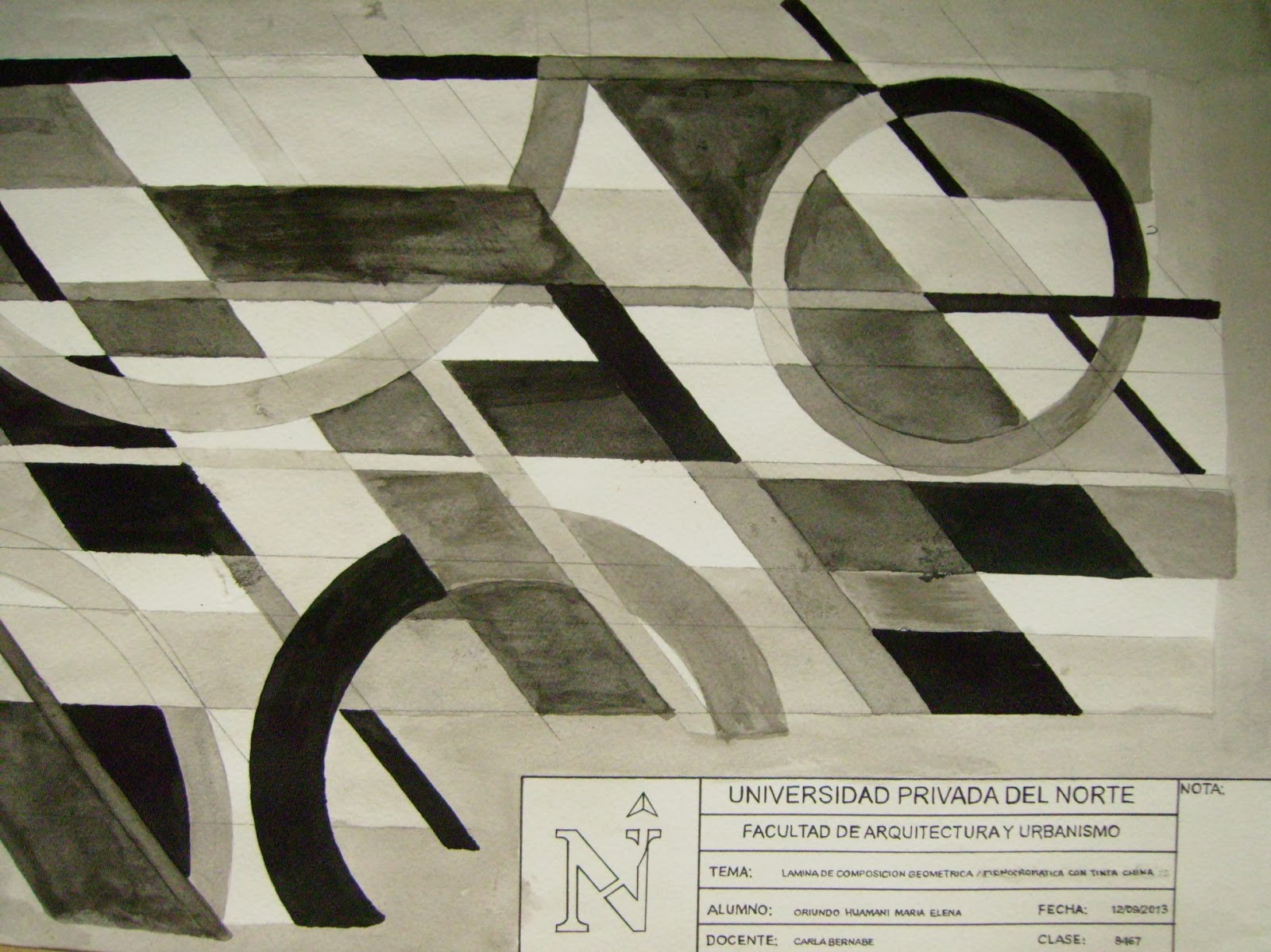 Arkydibujo: Composición geométrica monocromática con tinta china