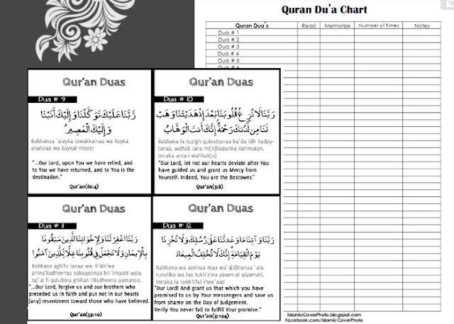 Islamic Cover photos: A Collection of 40 Dua's from Quran + A Du'a chart