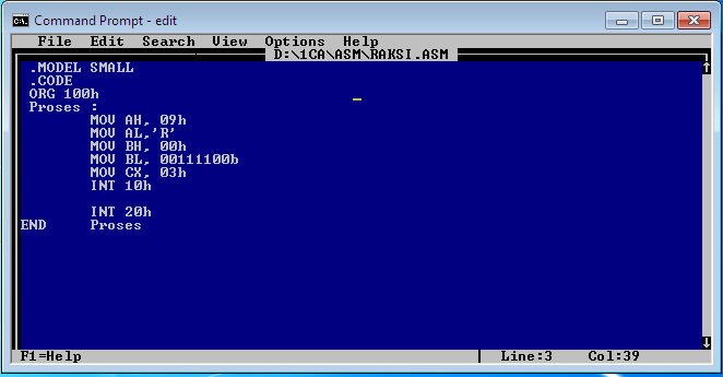 CARA MEMBERI WARNA PADA KARAKTER DI PROGRAM ASSEMBLY ~ RaksiTekomPolsri