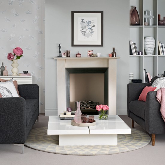 Salas en color rosa y gris - Colores en Casa