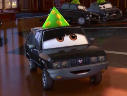 Dan the Pixar Fan: Cars 2: Alexander Hugo with Party Hat and Mary Esgocar