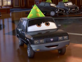 Dan the Pixar Fan: Cars 2: Alexander Hugo with Party Hat and Mary Esgocar