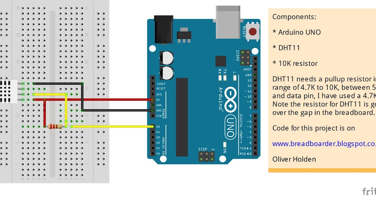 Breadboarders: Arduino with DHT11 - Prints temperature and humidity to ...