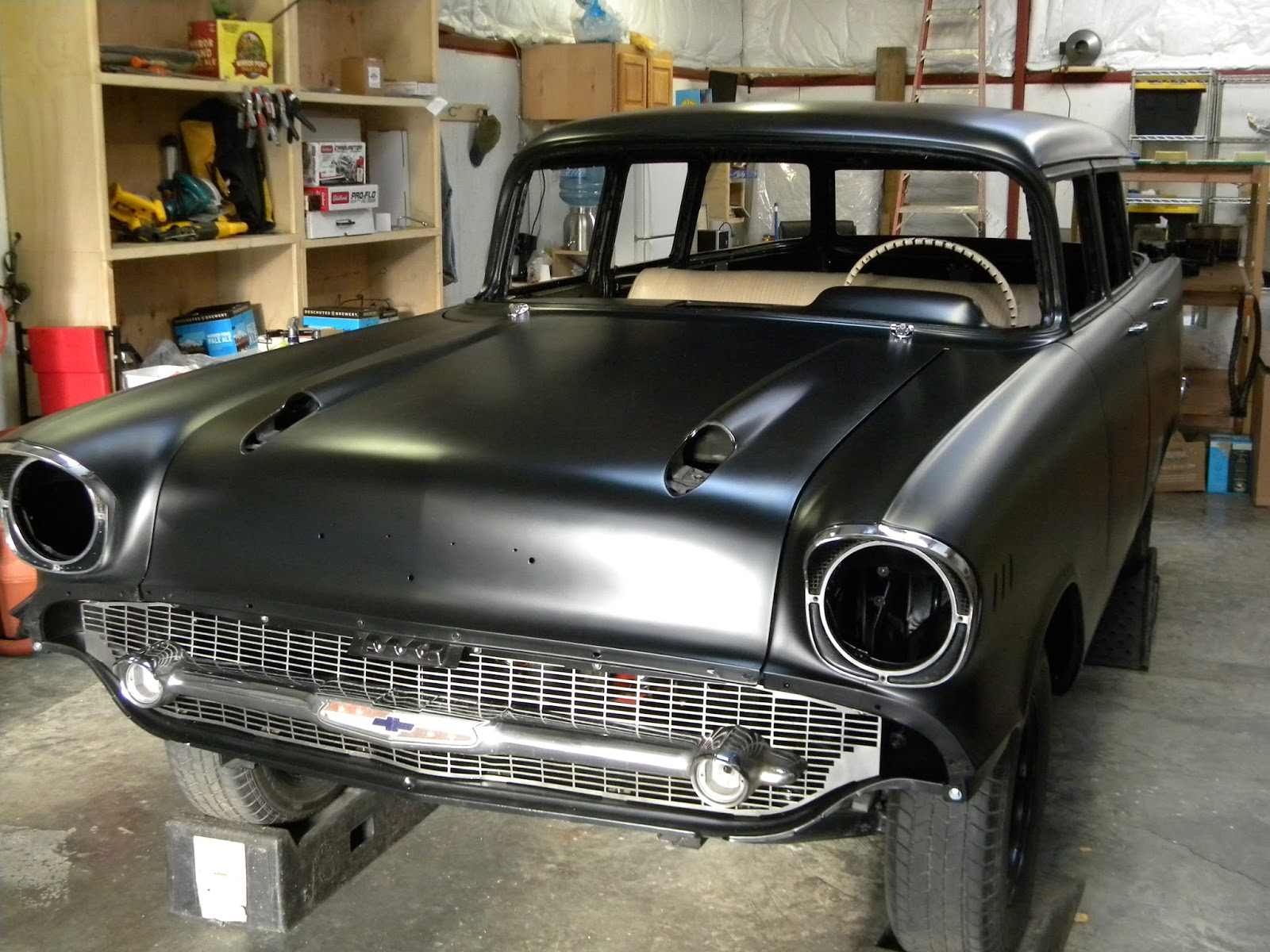 57 Chevy Restoration: Pushing Tin, The front clip