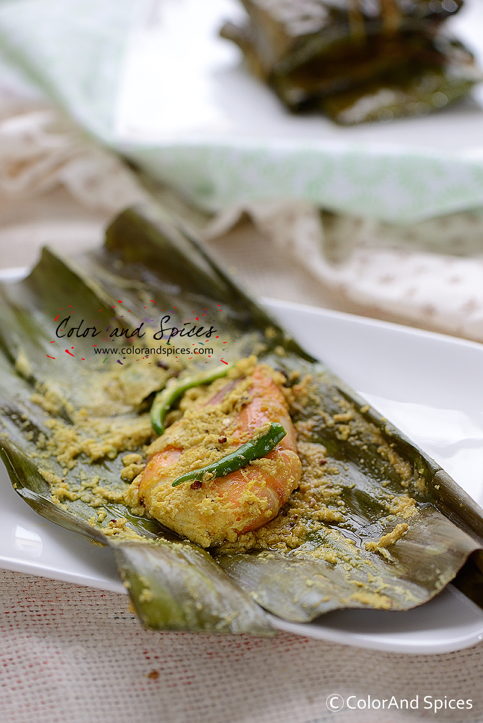 Color and Spices: Prawn Paturi for Elephants and the coconut trees...