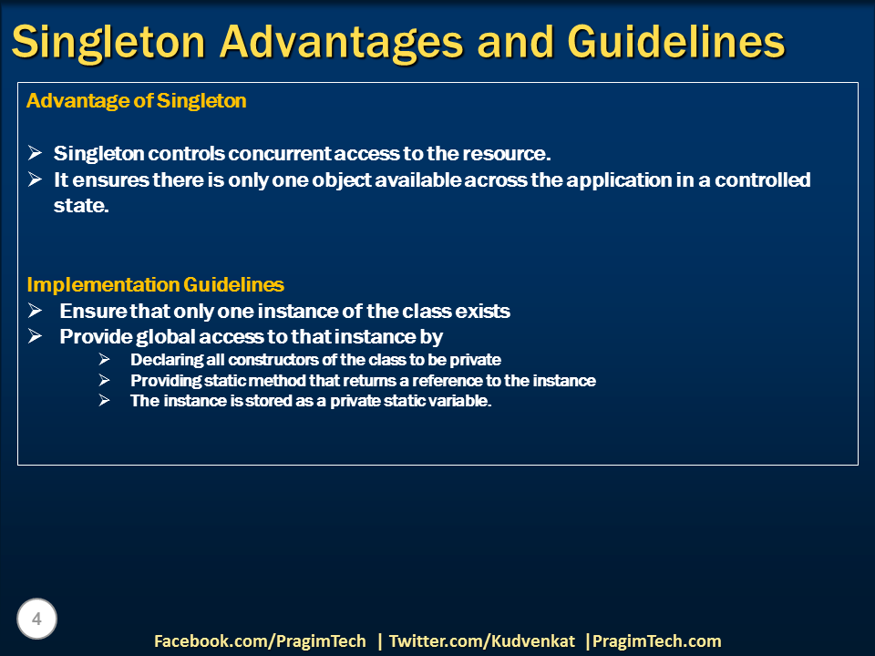 Sql Server Net And C Video Tutorial Singleton Design Pattern