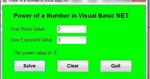 Free Programming Source Codes and Computer Programming Tutorials: Power of a Number in Visual ...