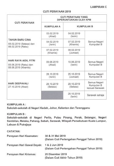 SKPanji: Cuti Sempena Perayaan 2019