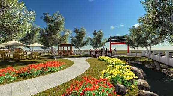 Desain Taman 3D Exterior Pintu Gerbang Restoran Cafe Indah Asri Menarik ...