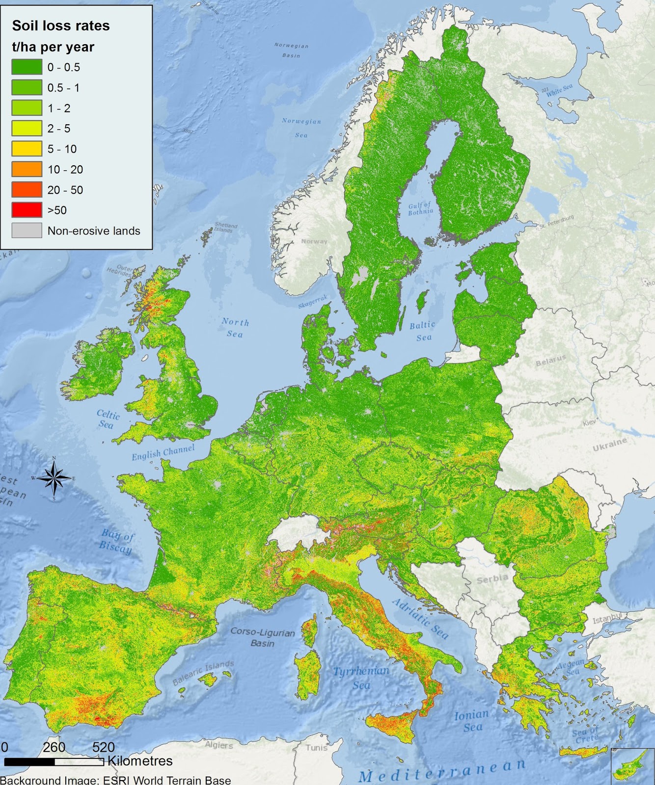 Soil loss by water erosion - Vivid Maps
