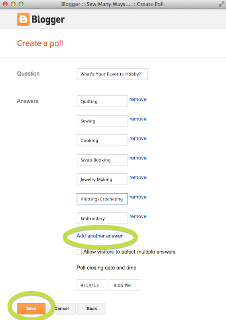 Sew Many Ways...: Blogging Tip...How To Add a Poll Question to Your Blog