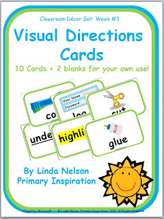 Classroom Freebies Too: Visual Directions Cards