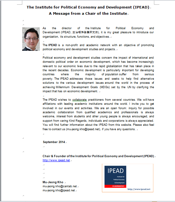 Institute for Political Economy and Development (IPEAD): The Institute ...