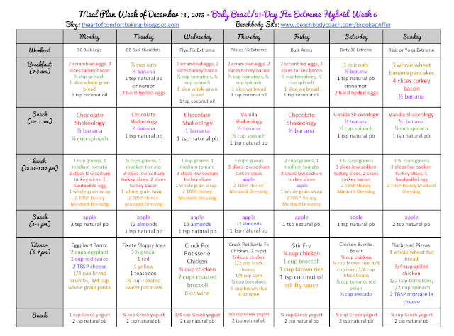 The Art of Comfort Baking: 21-Day Fix Meal Plan: December 14, 2015
