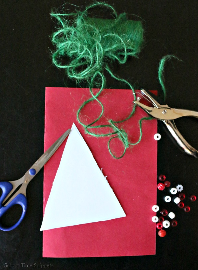 String Christmas Tree Card for Kids to Make | School Time Snippets