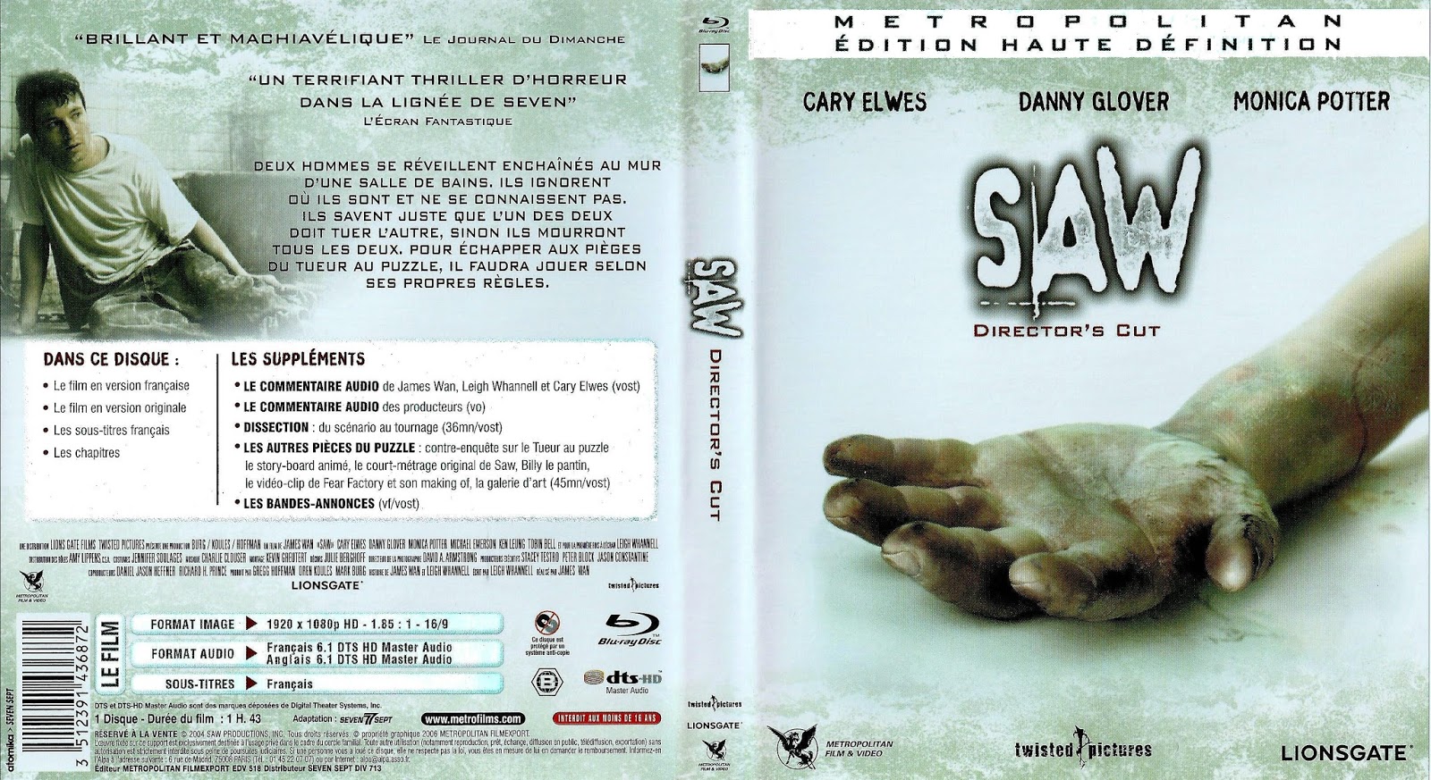 BLU-RAY JAQUETTES BLU-RAY: Saw