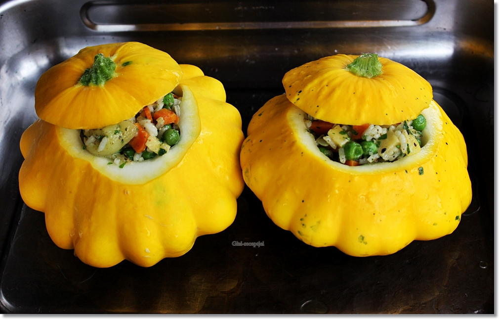 Gizi-receptjei: Patiszon zöldséges-sajtos töltelékkel.