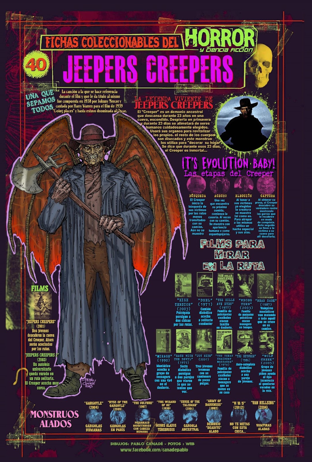 ilustraciones y fantasias: FICHAS DEL CINE DE HORROR 4 - JEEPERS CREEPERS