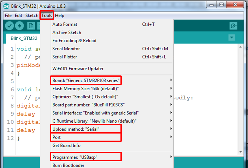 Upload the Program into STM32F103C Blue Pill