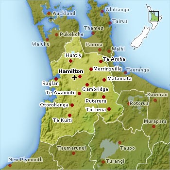 Hamilton-Waikato Map Regional City | Political Map of New Zealand