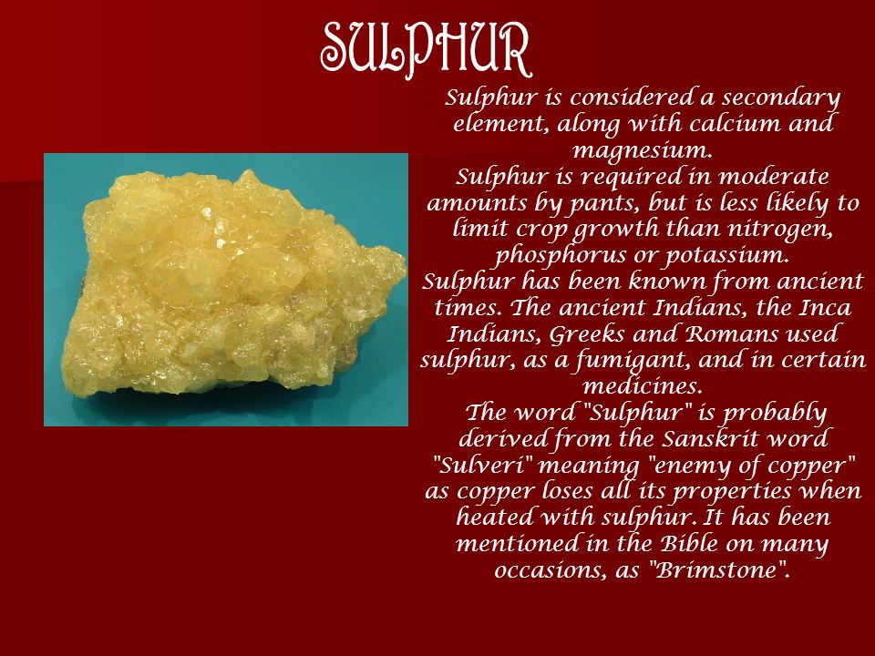 EXAMS AND ME : Sulphur: The Origin