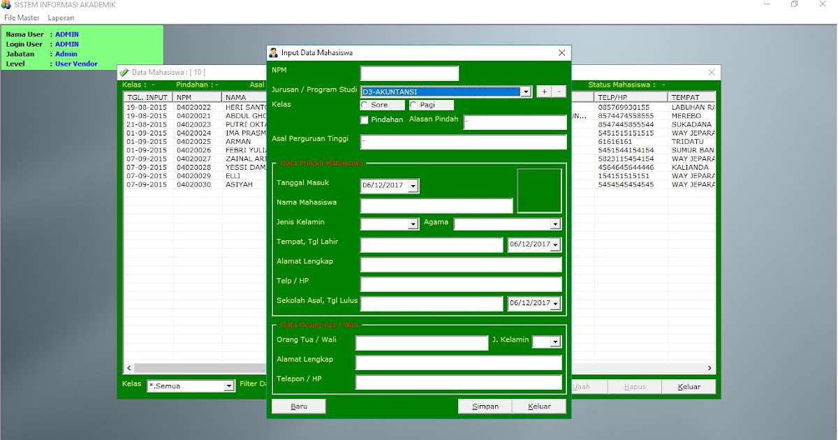 Source Code Sistem Informasi Pengolahan Data Akademik Berbasis Visual Basic 60 Vb6 Gudang