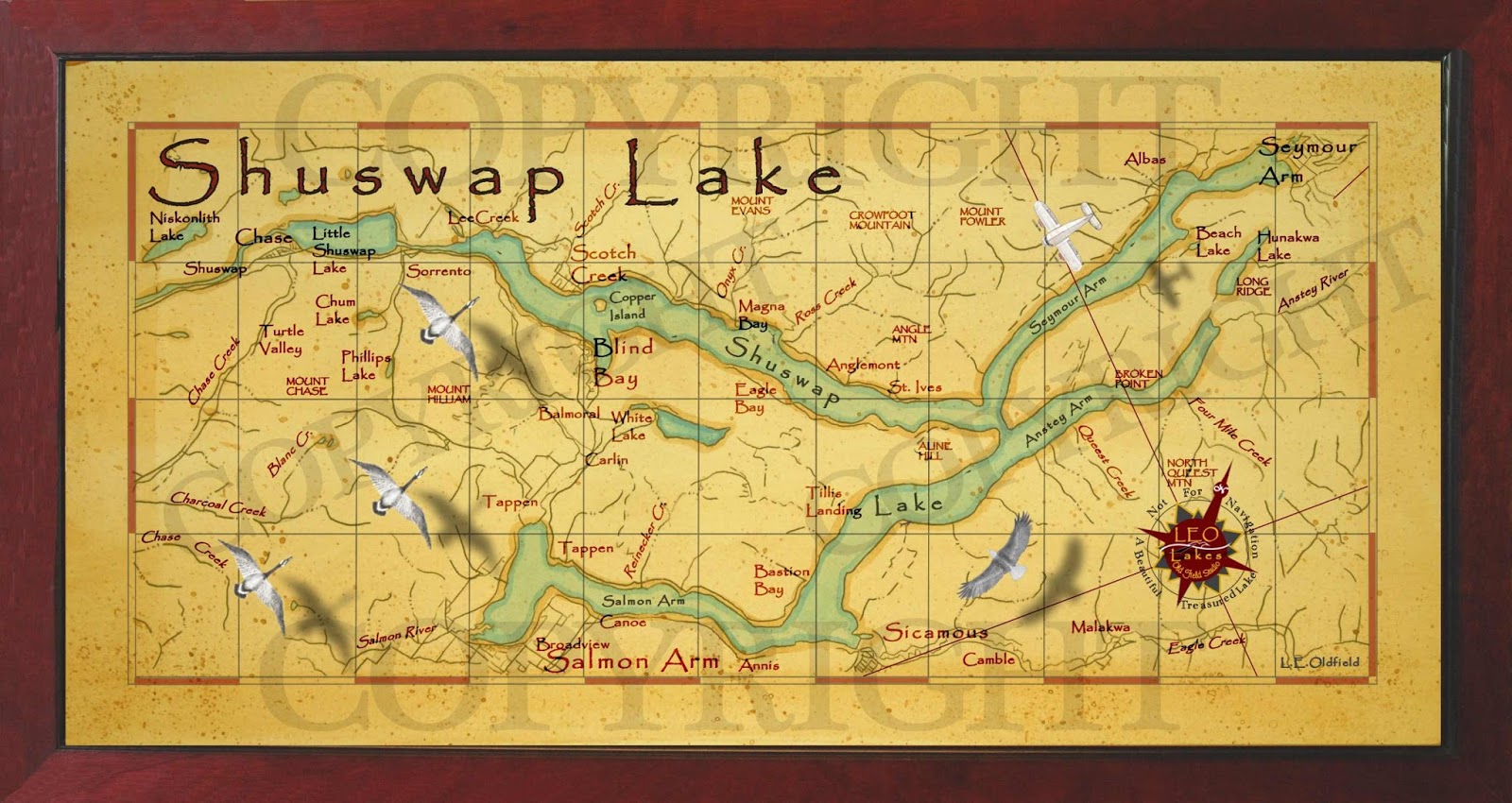 Old field Studio: Shuswap Lake, my first international map painting!
