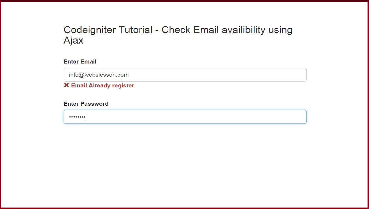Codeigniter Tutorial Check Email Availability Using Ajax Webslesson