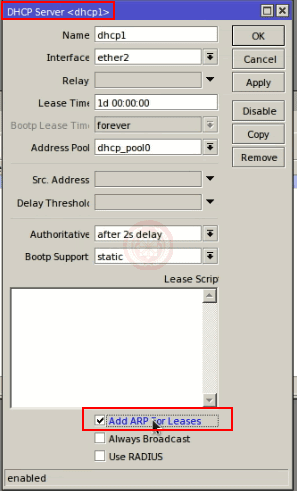 Konfigurasi DHCP Server, Static Lease, Security ARP Lease Mikrotik - GoGetolGan