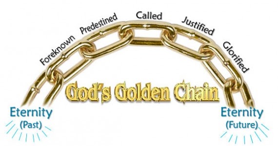 Bible Lists: 5 link unbreakable golden chain of salvation in Romans 8