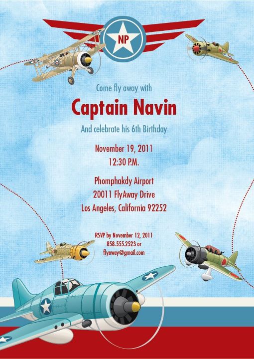 Invitation Parlour: Fly Away with the Captain - Vintage Planes Themed Party